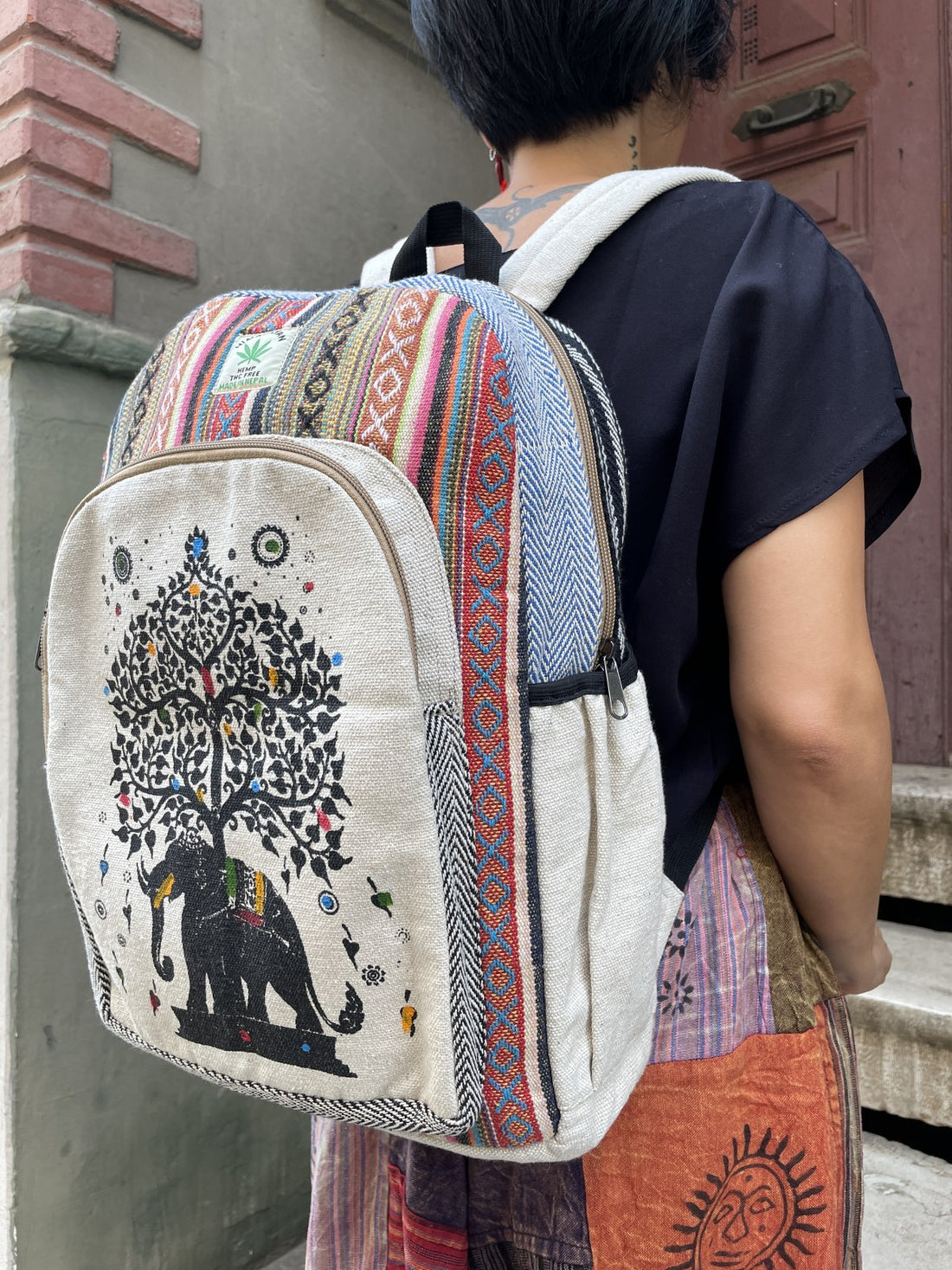 Himalayan Hayat Ağacı Fil Hemp Sırt Çantası – Boho Yaşam